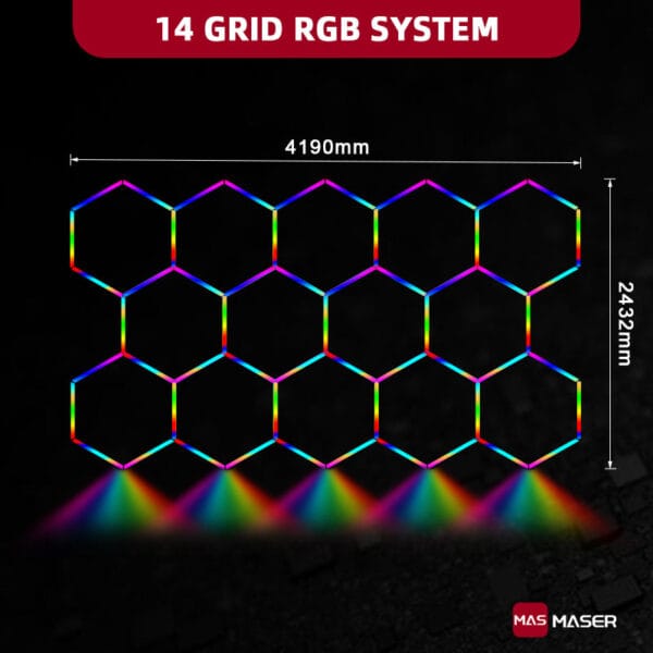 RGB 14 Hexagon Lights System(13.75′ X 7.98′) | MASER