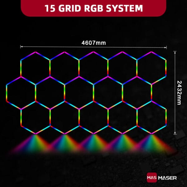 RGB 15 Hexagon Lights System(15.11′ X 7.98′) | MASER